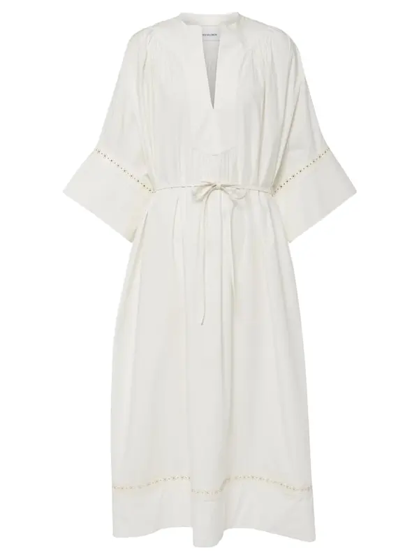 YVES SALOMON Belted Cotton-blend Maxi Dress - White