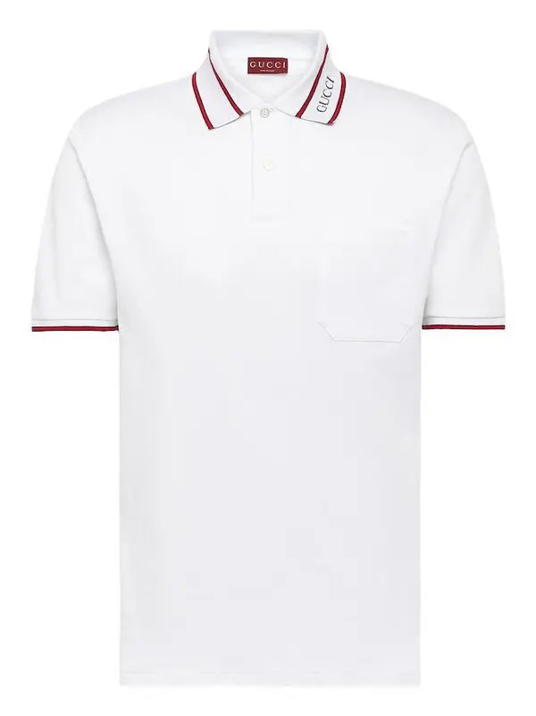 Gucci Web Cotton Piqué Polo Shirt - White