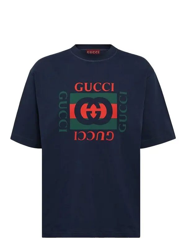 Gucci Logo Cotton Jersey T-shirt - Blue