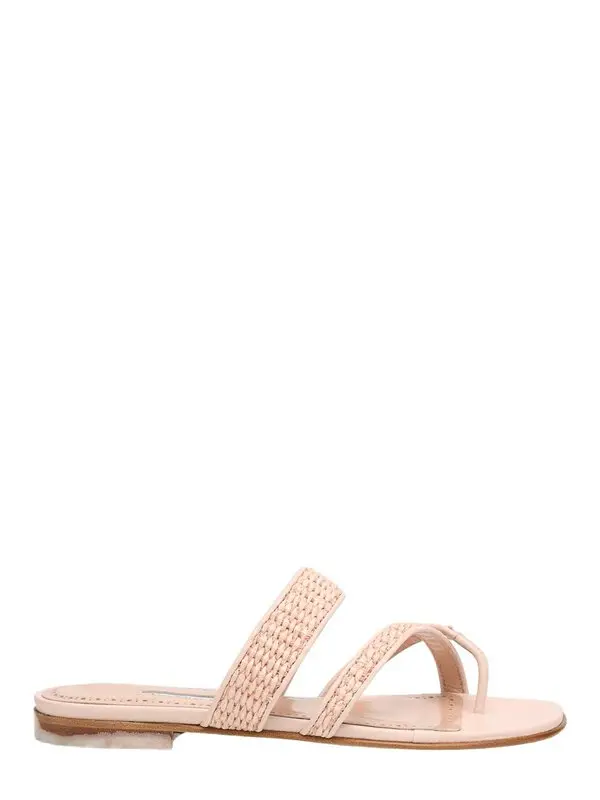 Manolo Blahnik Susara Woven Flat Slide Sandals - Nude