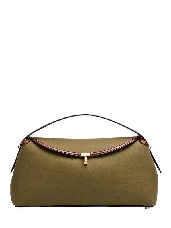 TOTÊME T-lock Canvas Clutch - Dark Green