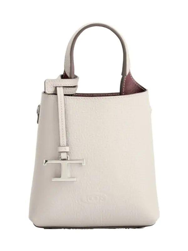 TOD'S Micro Calf Leather Top-handle Bag - Bianco Calce/bordeaux Sc