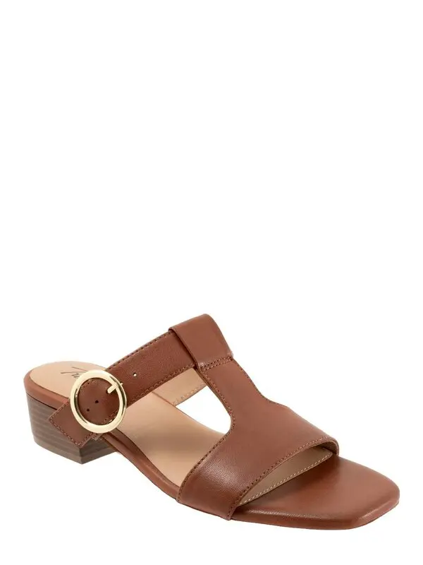 Trotters Nanna Leather Slide Sandal - Luggage