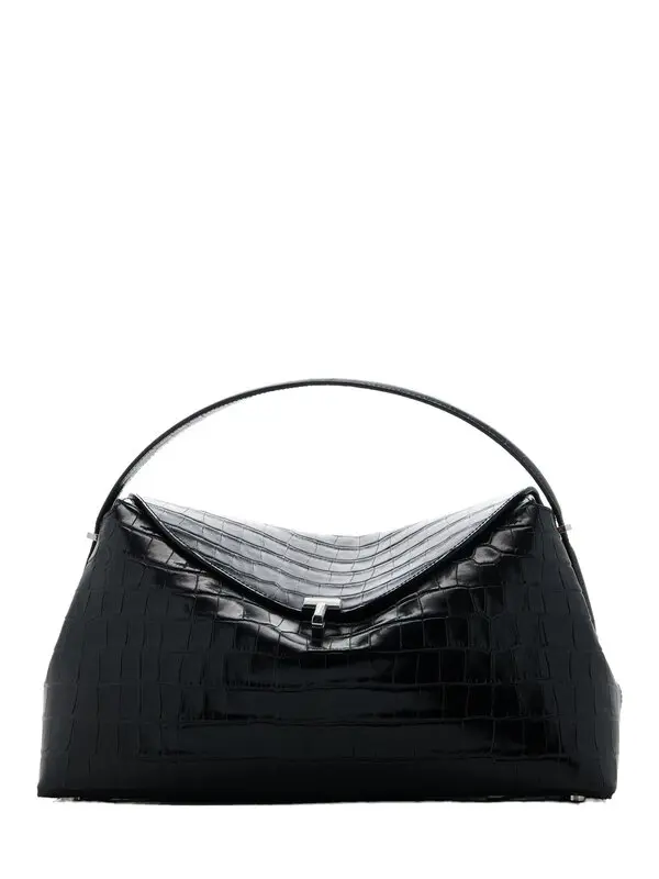TOTEME T-lock Croc-effect Leather Top Handle Bag - Black