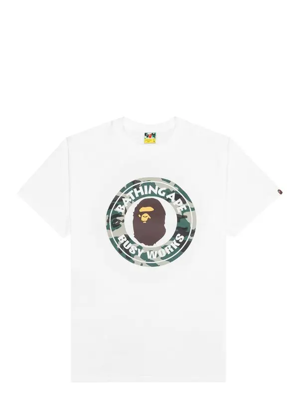 A BATHING APE Woodland Camo Busy Works Tee - White