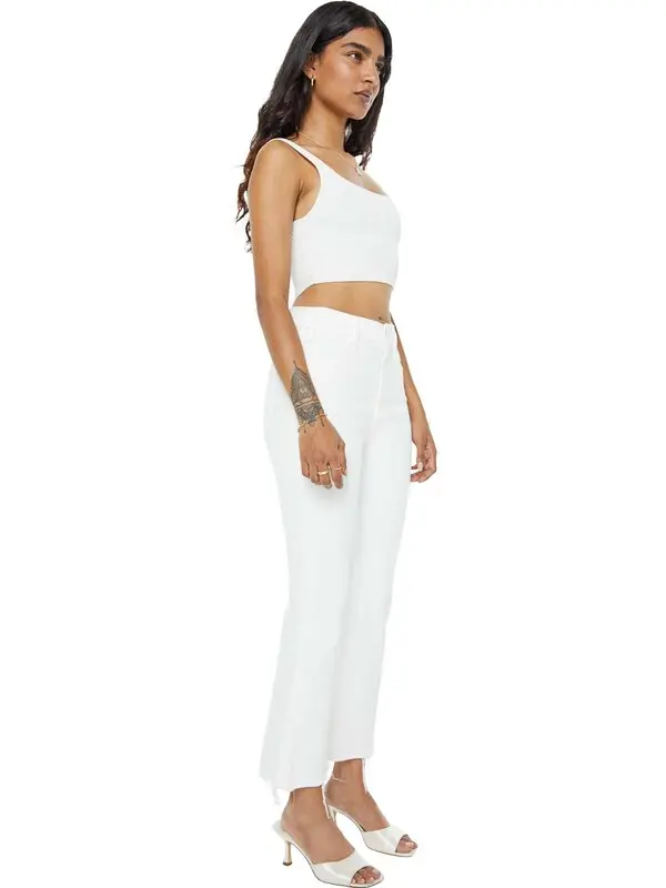 MOTHER Petites The Lil Hustler Ankle Fray Jeans - White