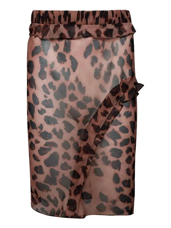 Christopher Esber Concave Bias Layered Skirt - Leopard Print