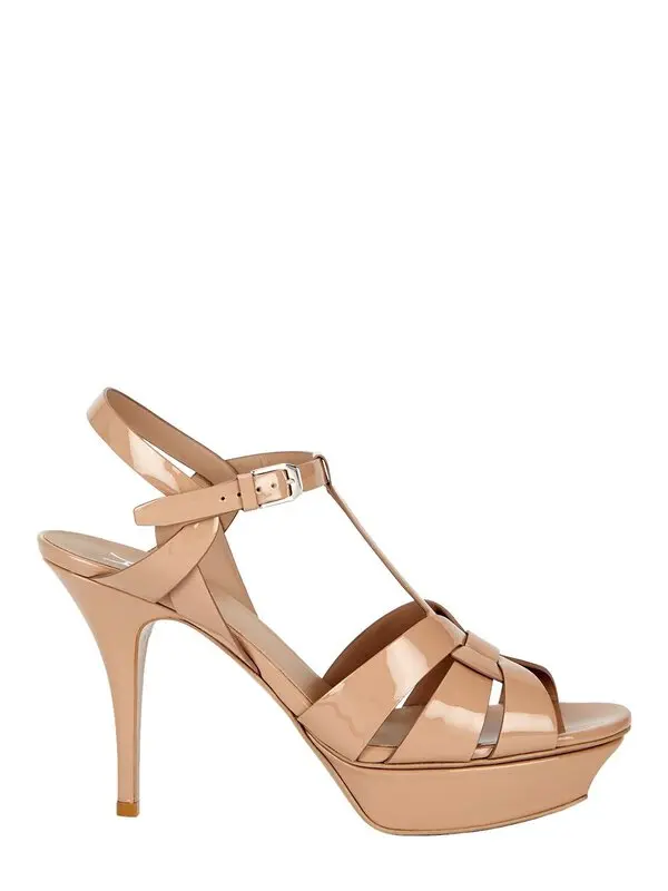 Saint Laurent Tribute 80 Leather Sandals - Nude