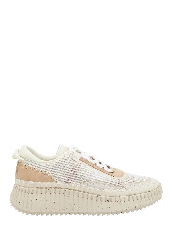 Chloé Nama Panelled Knitted Sneakers - Beige