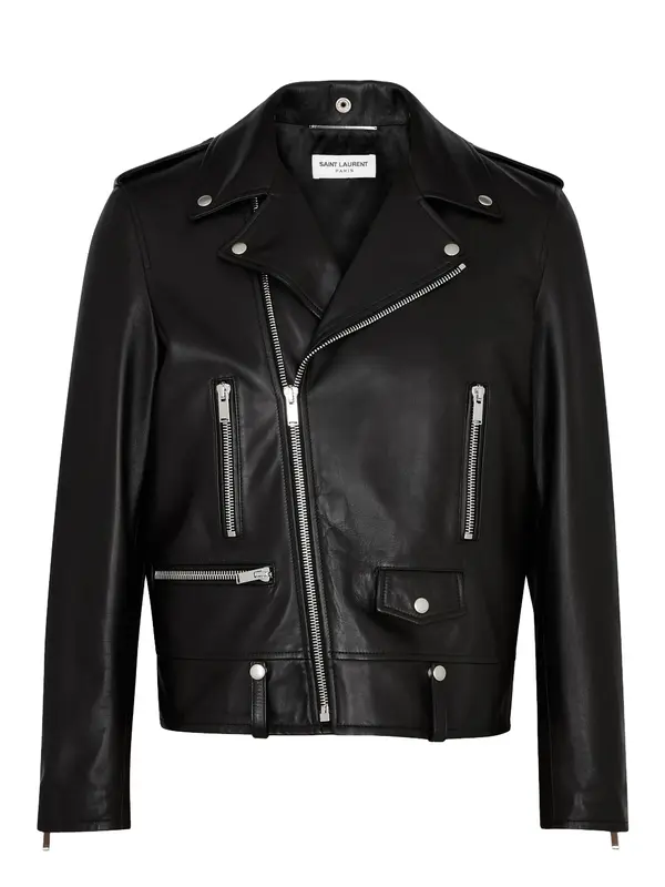 Saint Laurent Leather Biker Jacket - Black