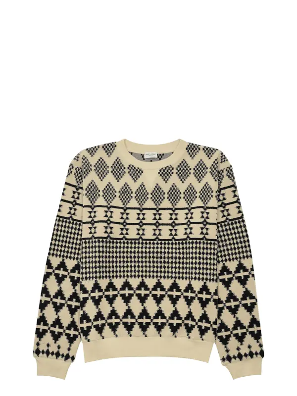 Saint Laurent Patterned Jacquard Terry Sweatshirt - Beige