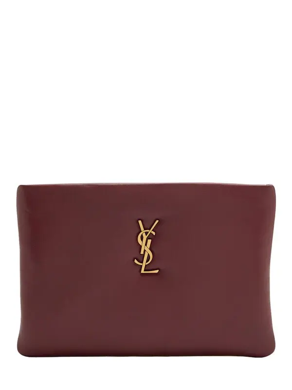 Saint Laurent Calypso Small Padded Leather Pouch - Burgundy
