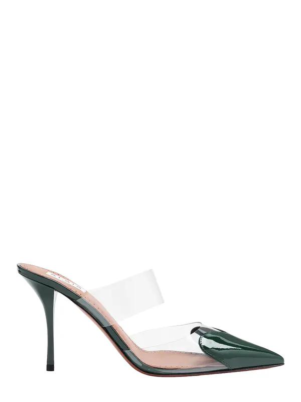 Alaïa Coeur 90 Patent Leather Mules - Green