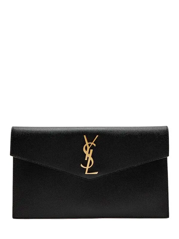 Saint Laurent Uptown Pebbled Leather Pouch - Black