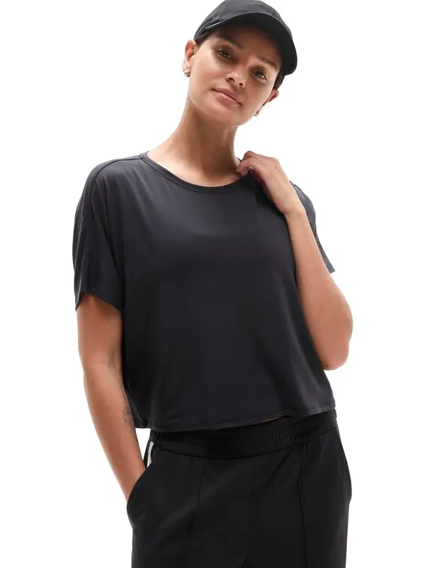 Athleta With Ease Crop Tee - Black