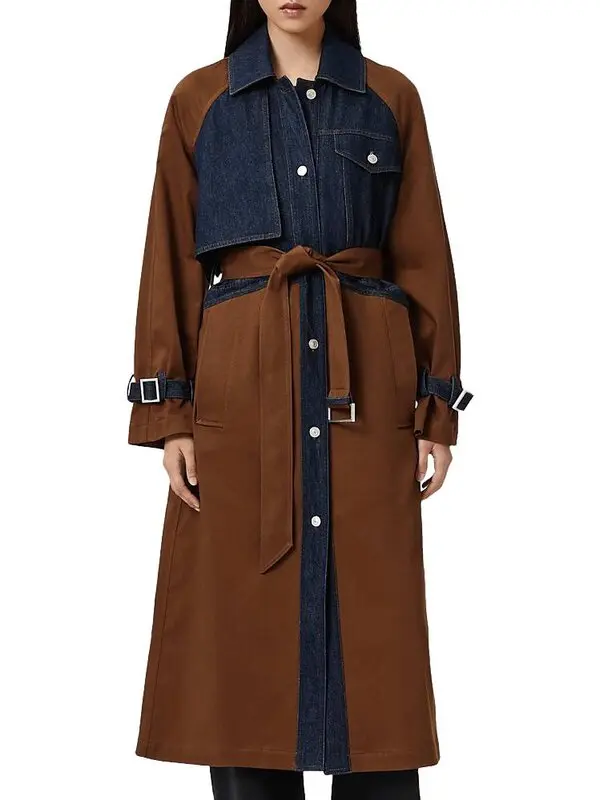 ALLSAINTS Dayly Trench Coat - Cognac Brown