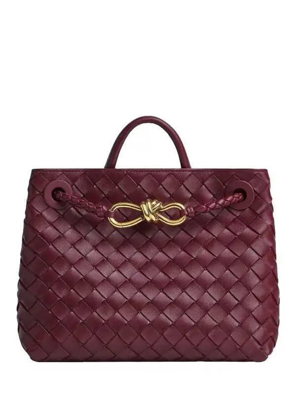 Bottega Veneta Intrecciato Leather Top Handle Bag - Barolo