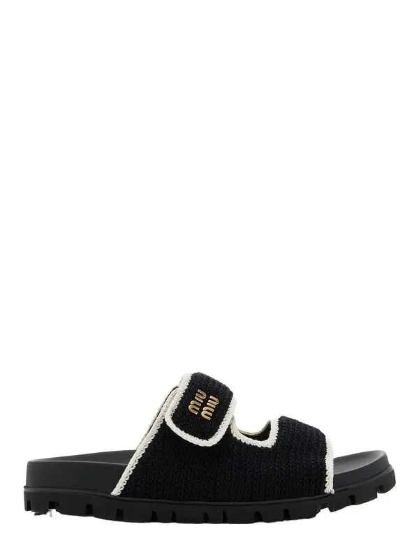 Miu Miu Crocheted Sandals - Black