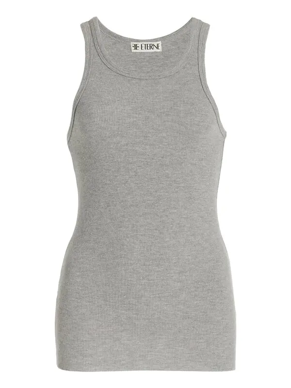 Eterne High-neck Fitted Tank Top - Grey