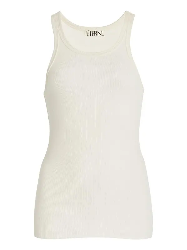 Eterne High-neck Fitted Tank Top - Ivory