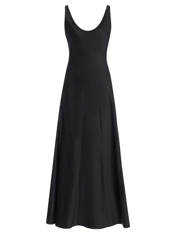 JIL SANDER Scoop Neck Satin Maxi Dress - Black
