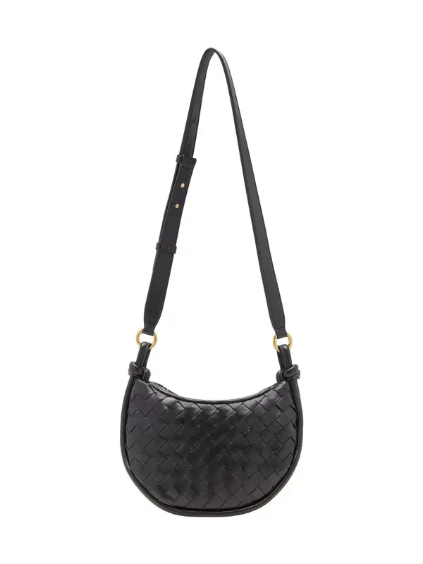 Bottega Veneta Gemelli Intrecciato Leather Crossbody Bag - Black