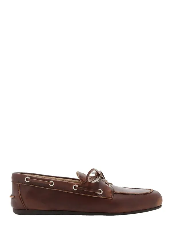 Miu Miu Lace-up Leather Boat Shoes - Brown