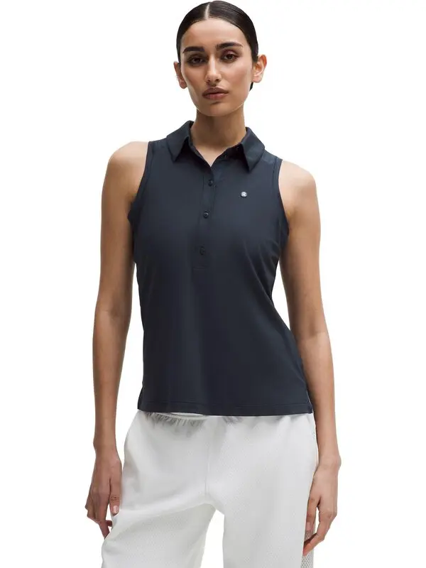 Lululemon Quick-dry Sleeveless Polo Shirt Straight Hem - True Navy