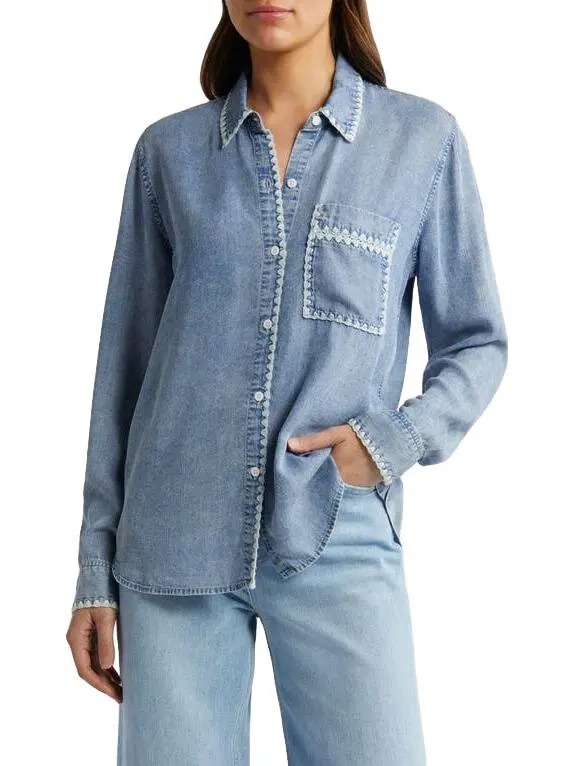 Rails Saya Embroidered Chambray Shirt - Medium Cloud Wash