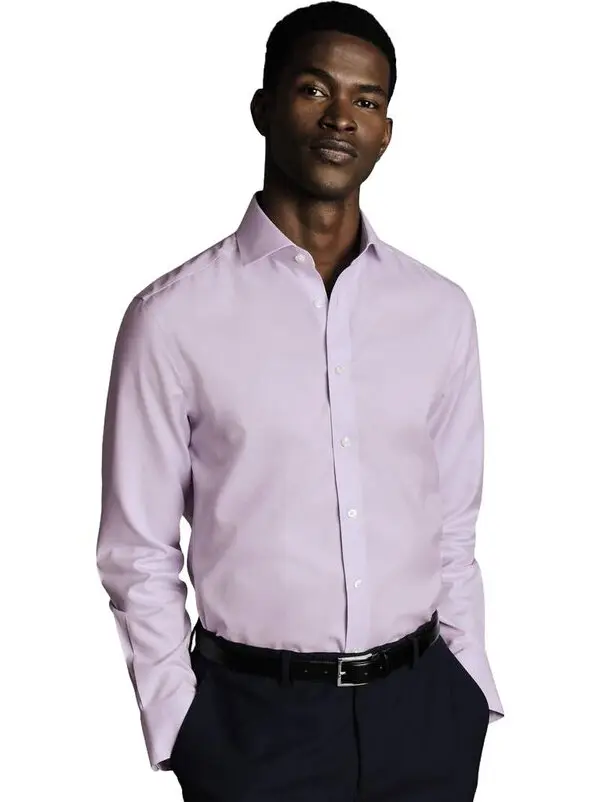 CHARLES TYRWHITT Non-iron Twill Cutaway Slim Fit Shirt Single Cuff - Lilac Purple