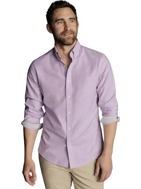 CHARLES TYRWHITT Slim Fit Button-down Collar Non-iron Stretch Oxford Shirt - Lavender Purple