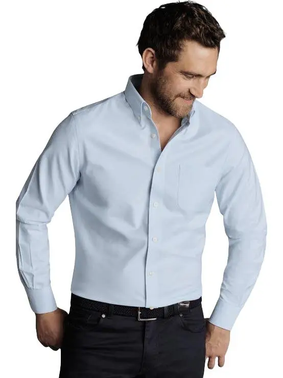 CHARLES TYRWHITT Slim Fit Button-down Collar Non-iron Stretch Oxford Shirt - Sky Blue