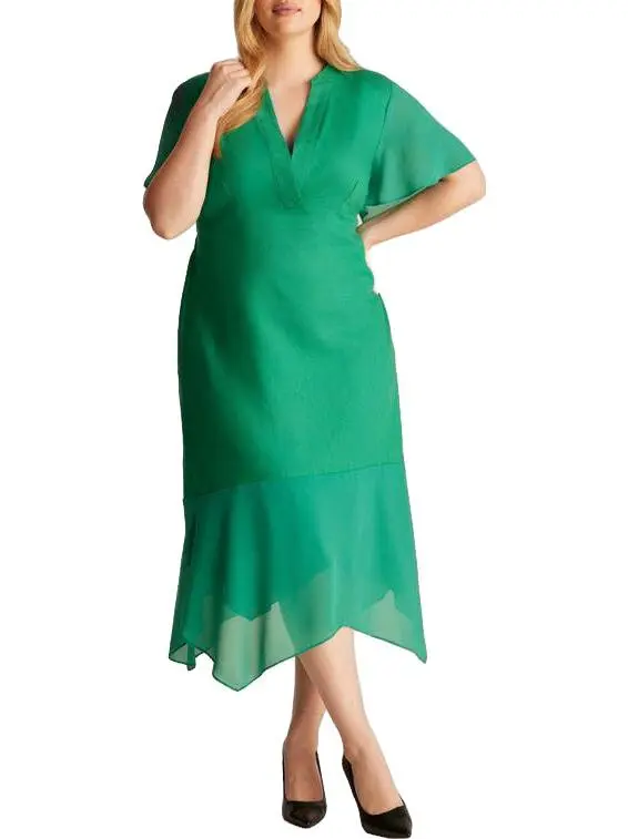 ESTELLE Claudia Linen Blend A-line Dress - Green