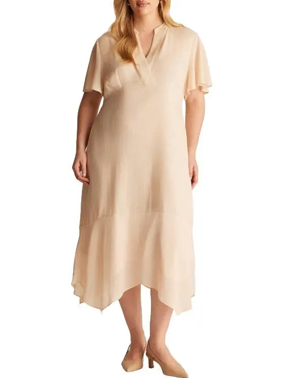 ESTELLE Claudia Linen Blend A-line Dress - Natural