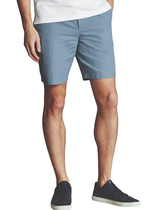 CHARLES TYRWHITT Cotton Linen Tapered Shorts - Mid Blue