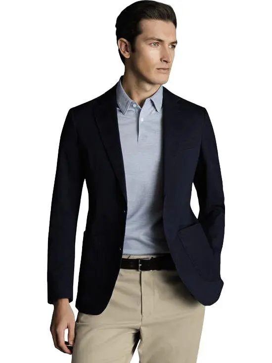 CHARLES TYRWHITT Cotton Stretch Slim Fit Jacket - Navy
