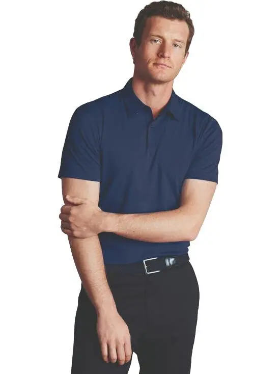 CHARLES TYRWHITT Plain Short Sleeve Jersey Polo - French Blue