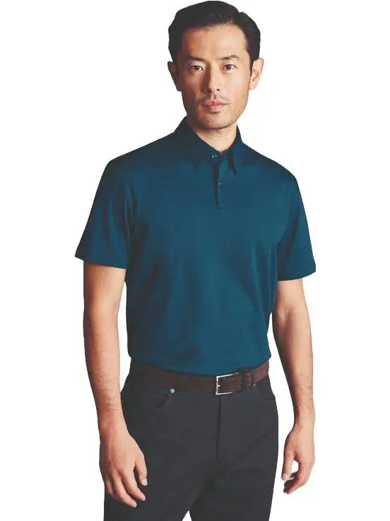 CHARLES TYRWHITT Plain Short Sleeve Jersey Polo - Turquoise Blue