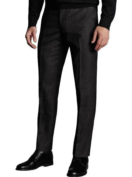 CHARLES TYRWHITT Slim Fit Super 120s Merino Wool Suit Trousers - Charcoal Grey