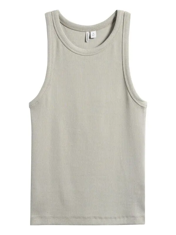 Nordstrom Everyday Cotton Rib Tank - Green Chaparral