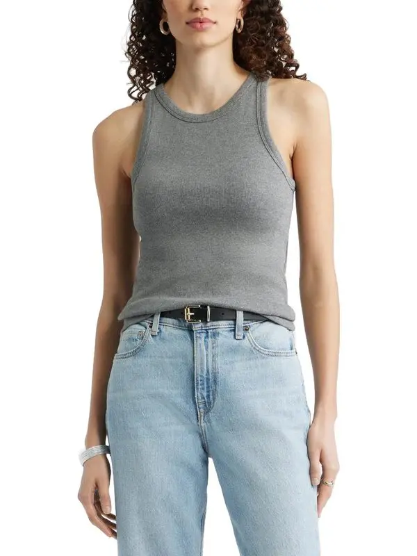 Nordstrom Everyday Cotton Rib Tank - Grey Dark Heather