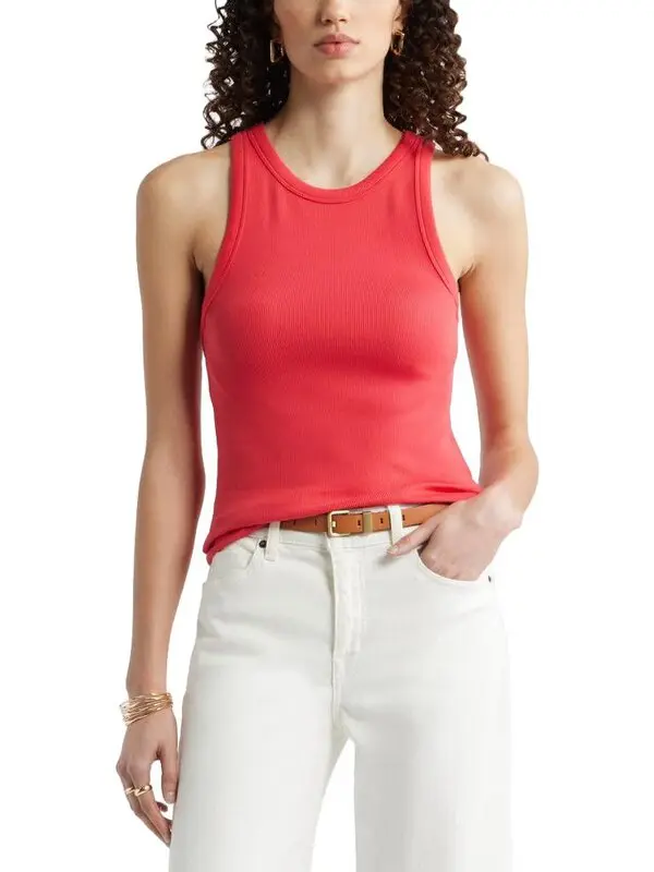 Nordstrom Everyday Cotton Rib Tank - Red Saucy