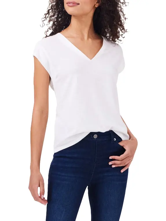 NIC+ZOE Cap Sleeve V-neck Top - Paper White
