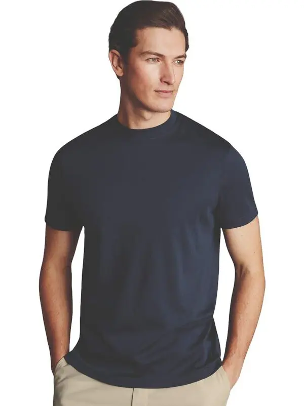 CHARLES TYRWHITT Cotton Jersey Short Sleeve Tyrwhitt Tee - Navy