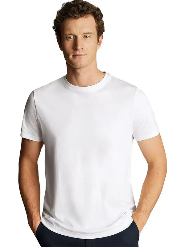 CHARLES TYRWHITT Cotton Jersey Short Sleeve Tyrwhitt Tee - White