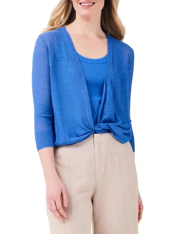 NIC+ZOE Linen-blend Convertible Cardigan - True Blue