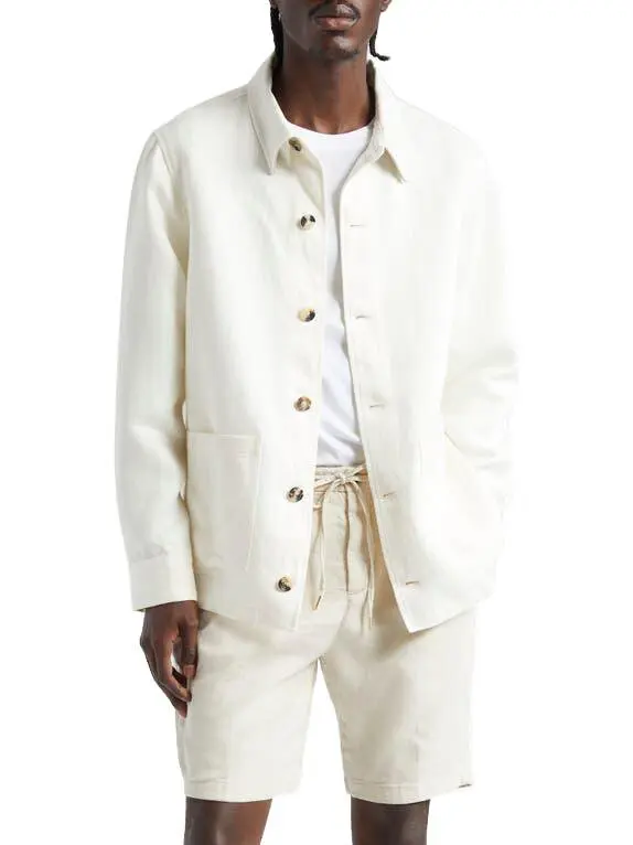 Thom Sweeney Patch Pocket Linen Overshirt - White