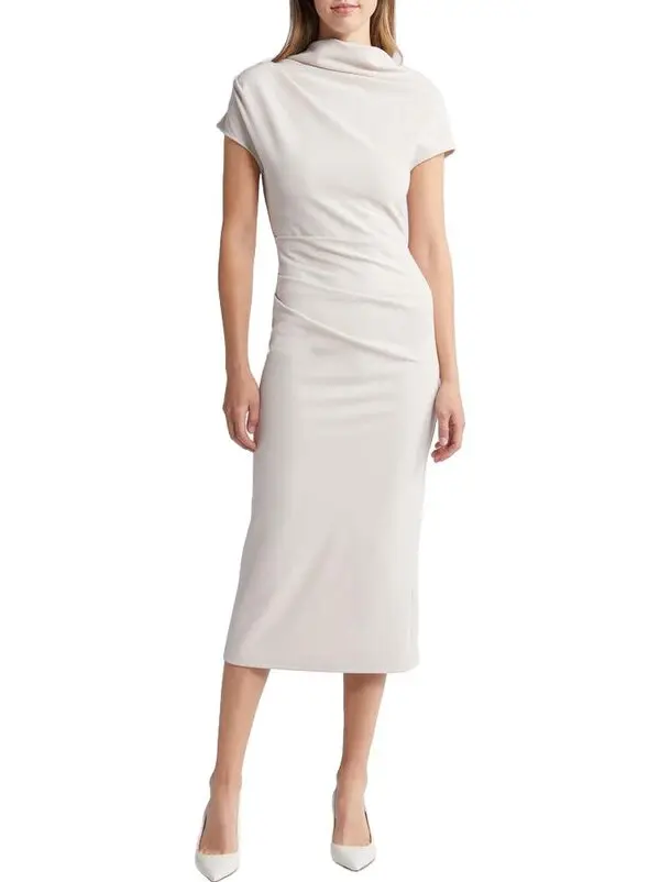 NIKKI LUND Kathleen Midi Sheath Dress - Beige