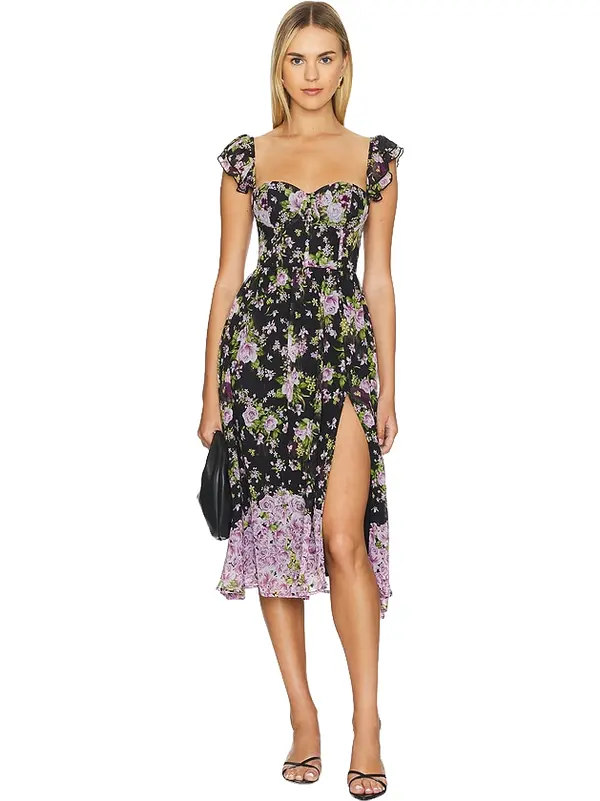 MORE TO COME Roxanne Midi Dress - Purple Floral