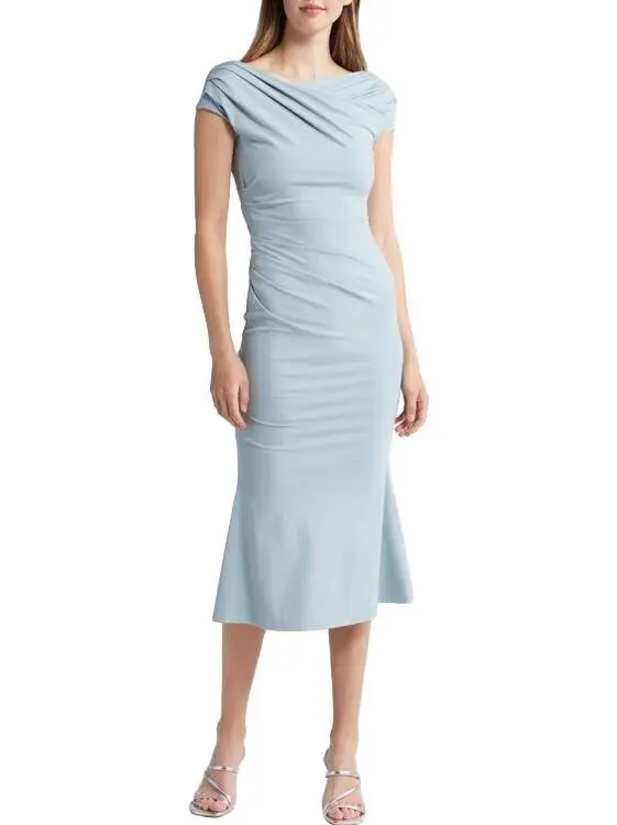 NIKKI LUND Sky Off-the-shoulder Jersey Midi Dress - Blue